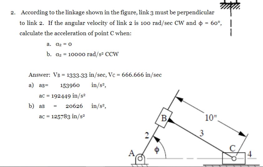 Solved According to the linkage shown in the figure, link 3 | Chegg.com