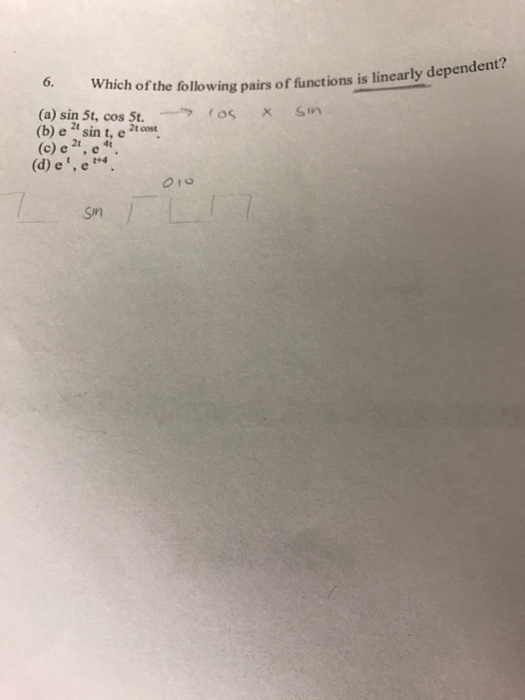 Solved Which of the following pairs of functions is linearly | Chegg.com