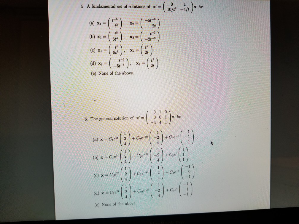 Solved 5. A fundamental set of solutions of x' = ( 02 1 x | Chegg.com