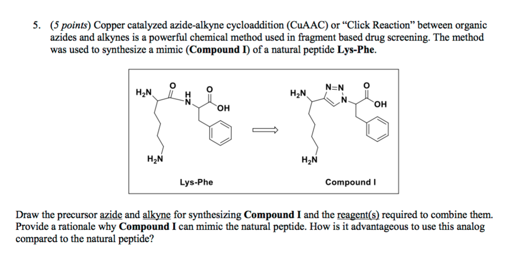Solved 5. (5 points) Copper catalyzed azide-alkyne | Chegg.com