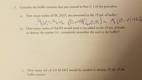 Solved 1. Consider the buffer mixture that you created in | Chegg.com