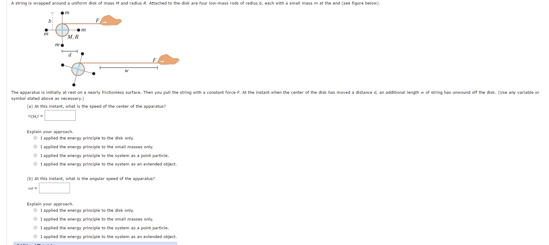 Solved A string is wrapped around a uniform disk of mass M | Chegg.com