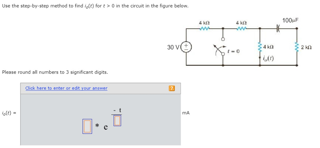 Solved Use the step-by-step method to find io(t) for t> 0 in | Chegg.com
