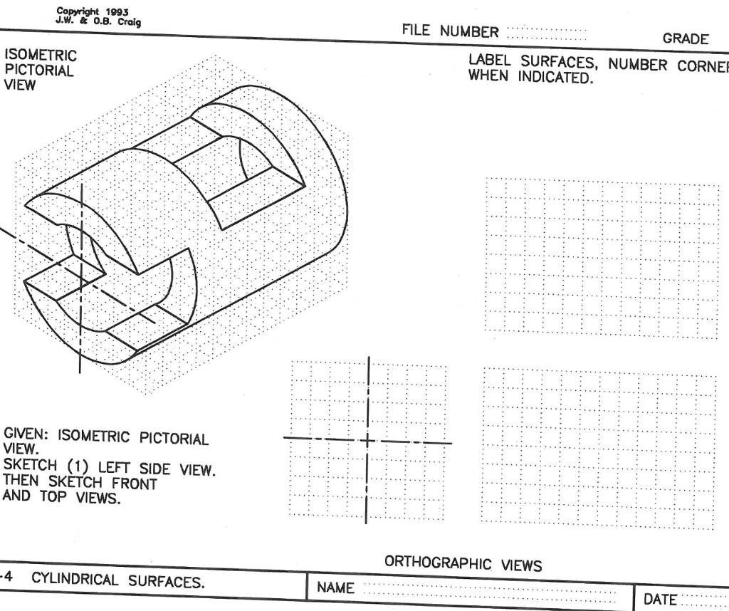 Solved J.W. & o.B. Craig FILE NUMBER TOP VIEW REAR (BACK) | Chegg.com