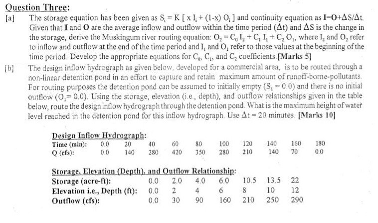 Solved Question Three: The storage equation has been given | Chegg.com