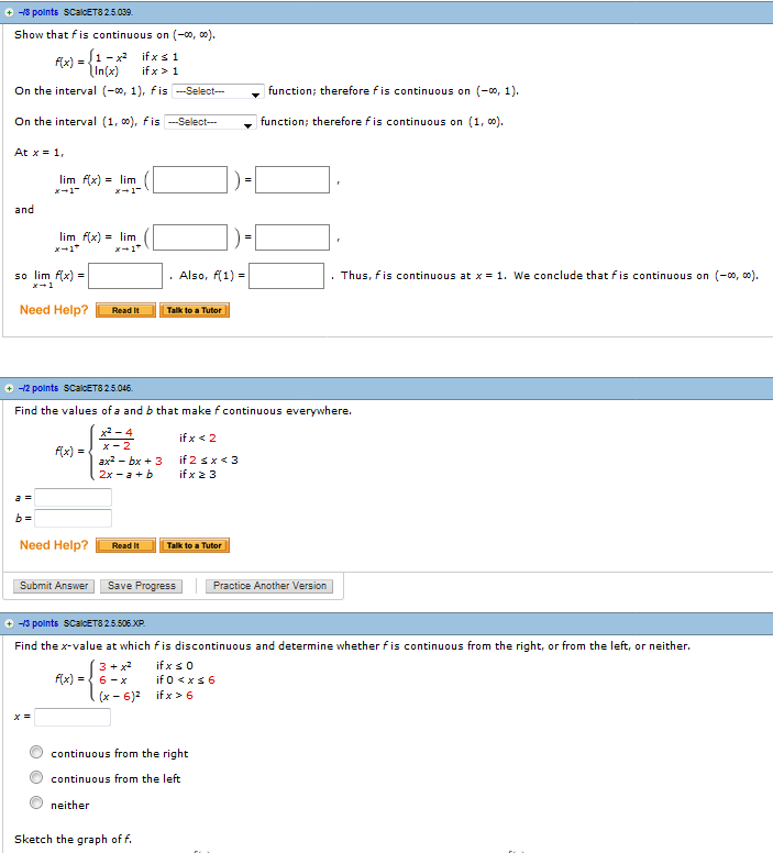 Solved +-13 points SCalcET825039 Show that fis continuous on | Chegg.com