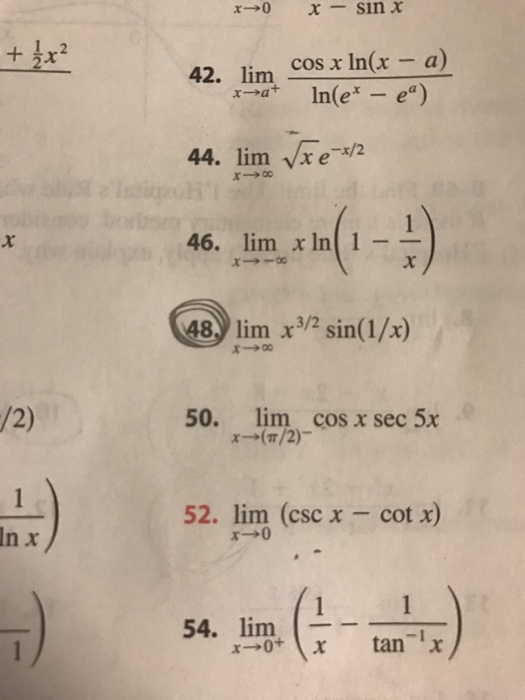 Solved 41. lim CoSr-+2 x→0 43. lim x sin(m/x) 45. lim sin 5x | Chegg.com