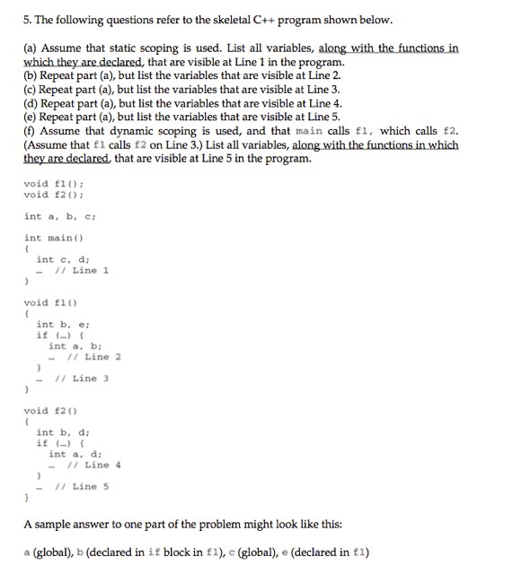 Solved The following questions refer to the skeletal C++ | Chegg.com