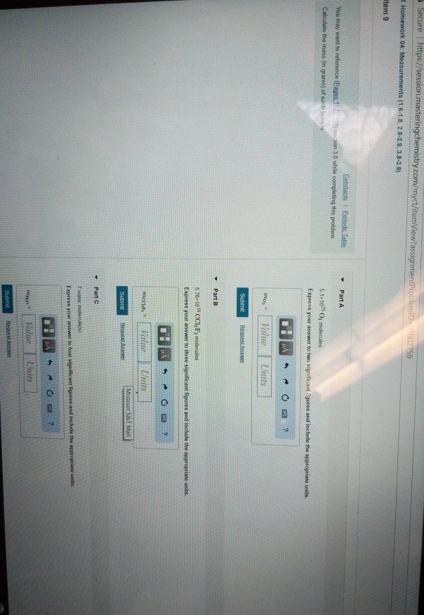 Solved temView?assi 759 Calculate the mass (in grams) of | Chegg.com
