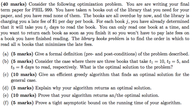 (40 marks) Consider the following optimization | Chegg.com