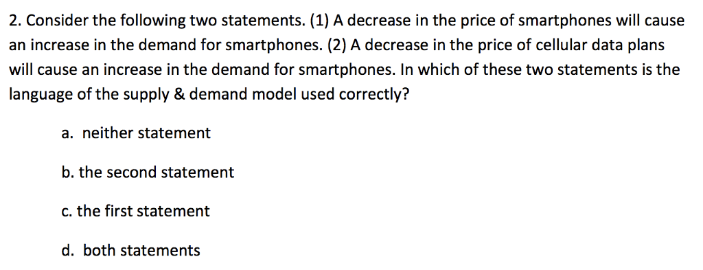 Solved 2. Consider the following two statements. (1) A | Chegg.com