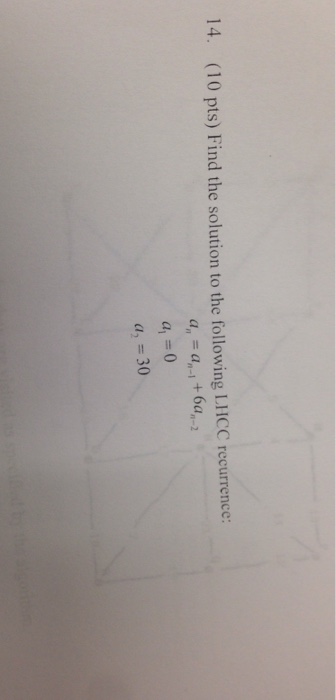 Solved Find the solution to the following LHCC recurrence: | Chegg.com Solved Find the solution to the following LHCC recurrence: | Chegg.com