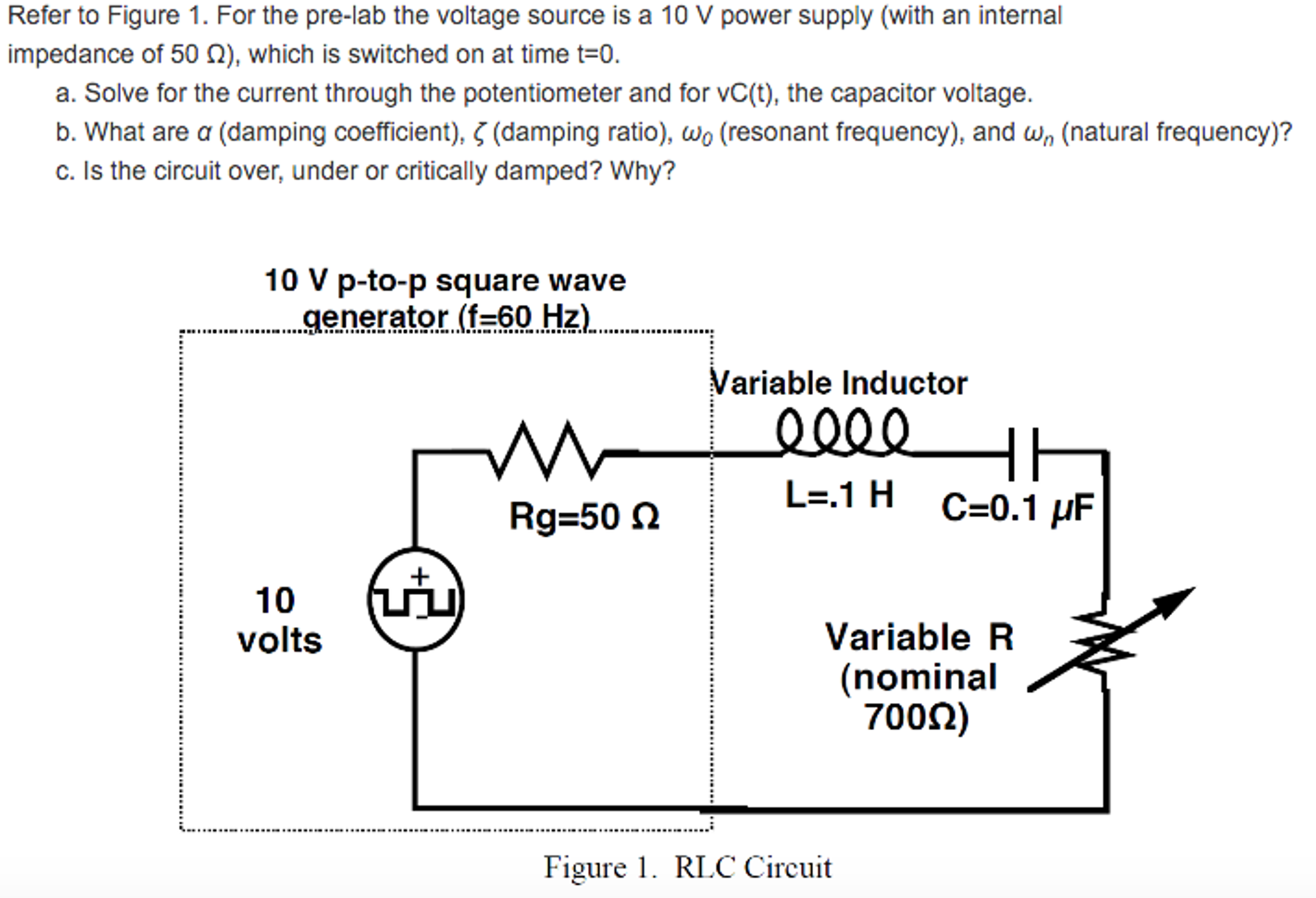 Solved Refer to Figure 1. For the pre-lab the voltage source | Chegg.com