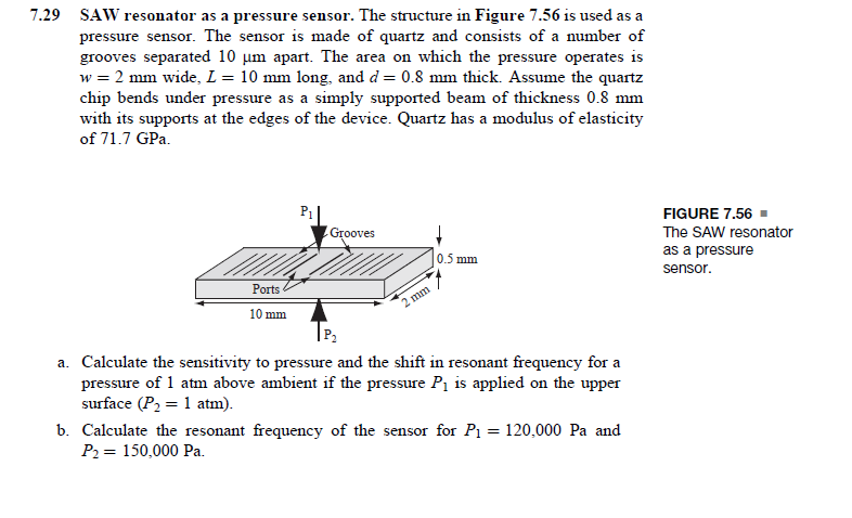 Solved SAW resonator as a pressure sensor. The structure in | Chegg.com