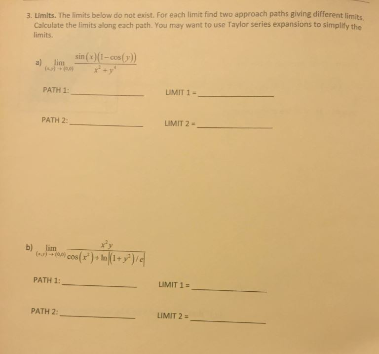 Solved 3. Limits. The limits below do not exist. For each | Chegg.com