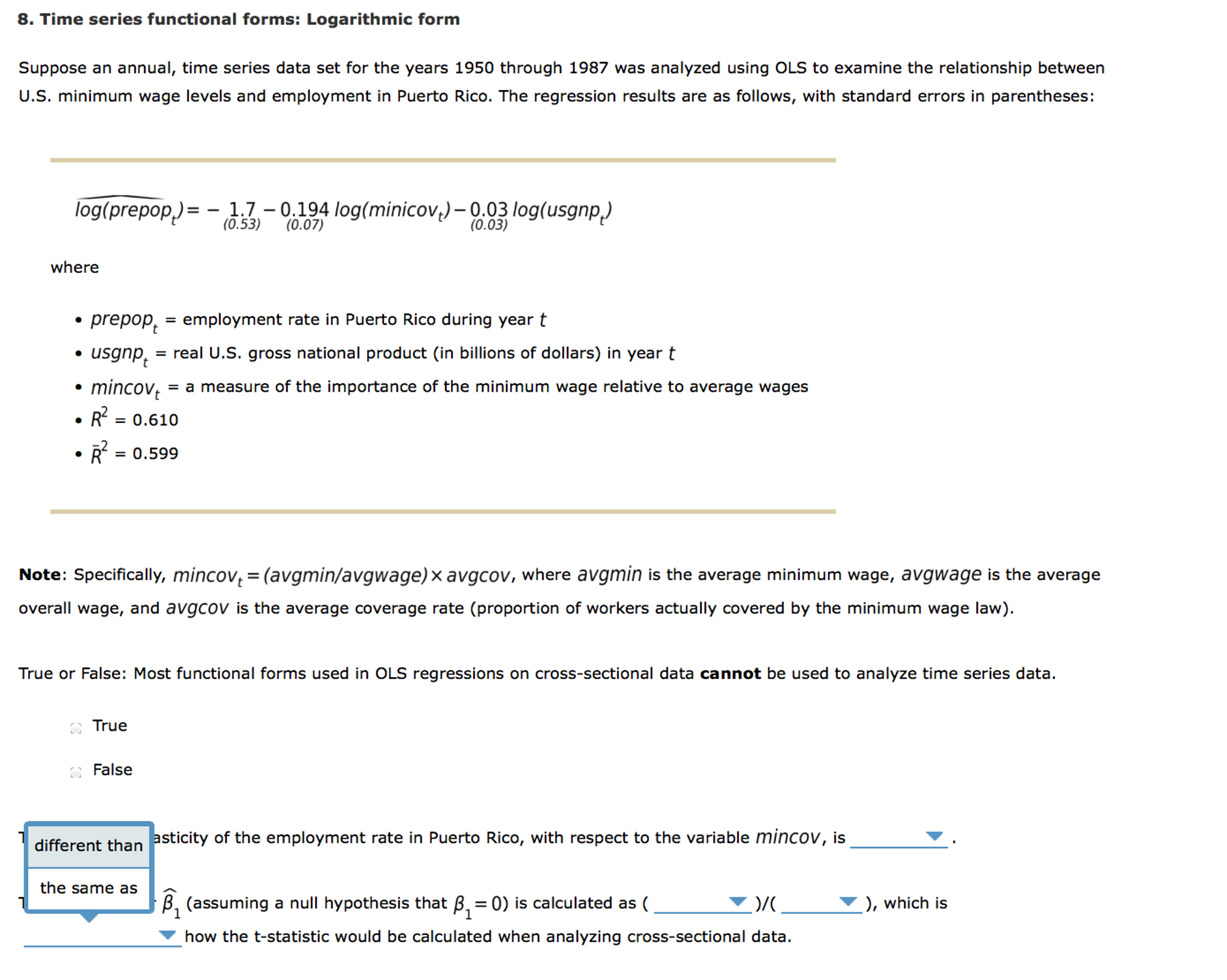 Suppose an annual, time series data set for the years | Chegg.com