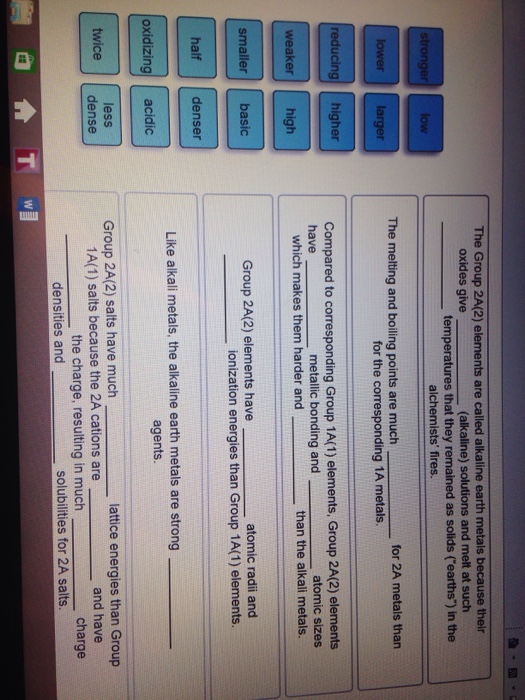 Solved The Gropu 2A(2) elements are called alkaline earth | Chegg.com