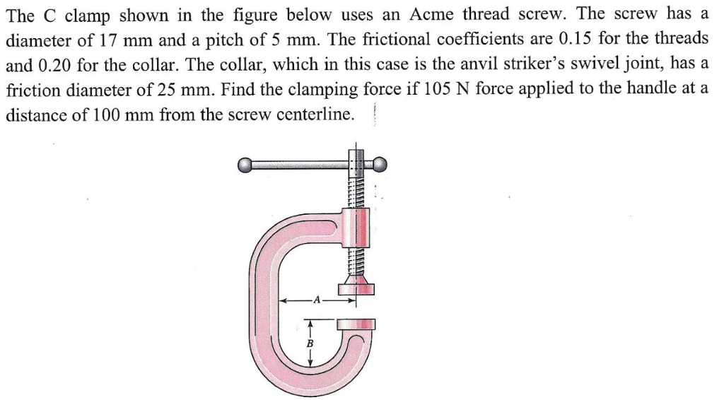 Solved The C clamp shown in the figure below uses an Acme | Chegg.com