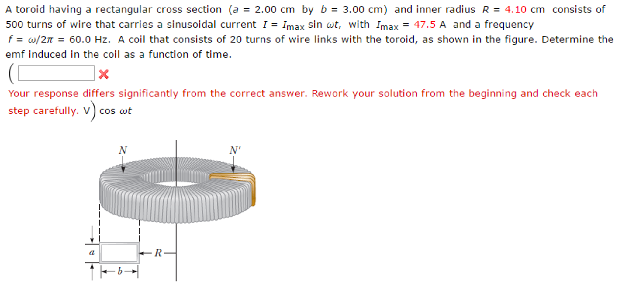 Solved A toroid having a rectangular cross section (a = 2.00 | Chegg.com