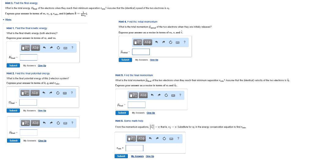 Solved Two electrons, each with mass n and charge q, are | Chegg.com