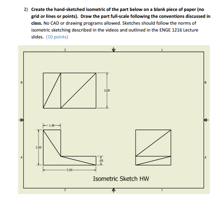 Create the hand-sketched isometric of the part below | Chegg.com