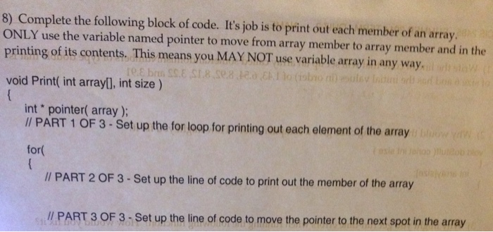 Solved Complete the following block of code. It's job is to | Chegg.com