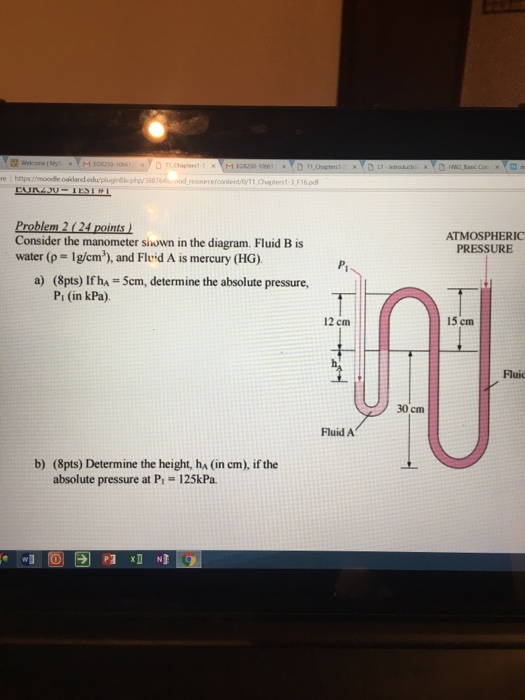 Solved Consider the manometer shown in the diagram Fluid B | Chegg.com