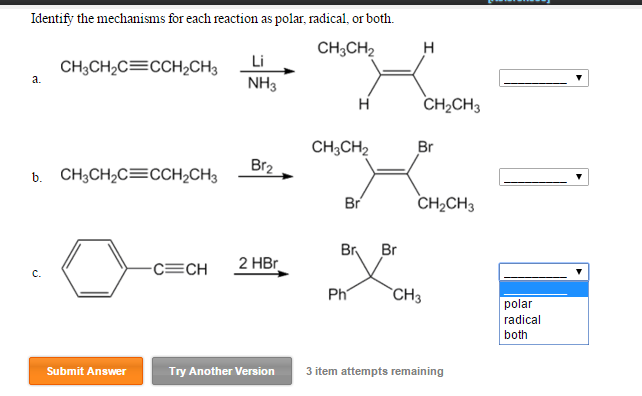 Solved Identify the mechanisms for each reaction as polar, | Chegg.com