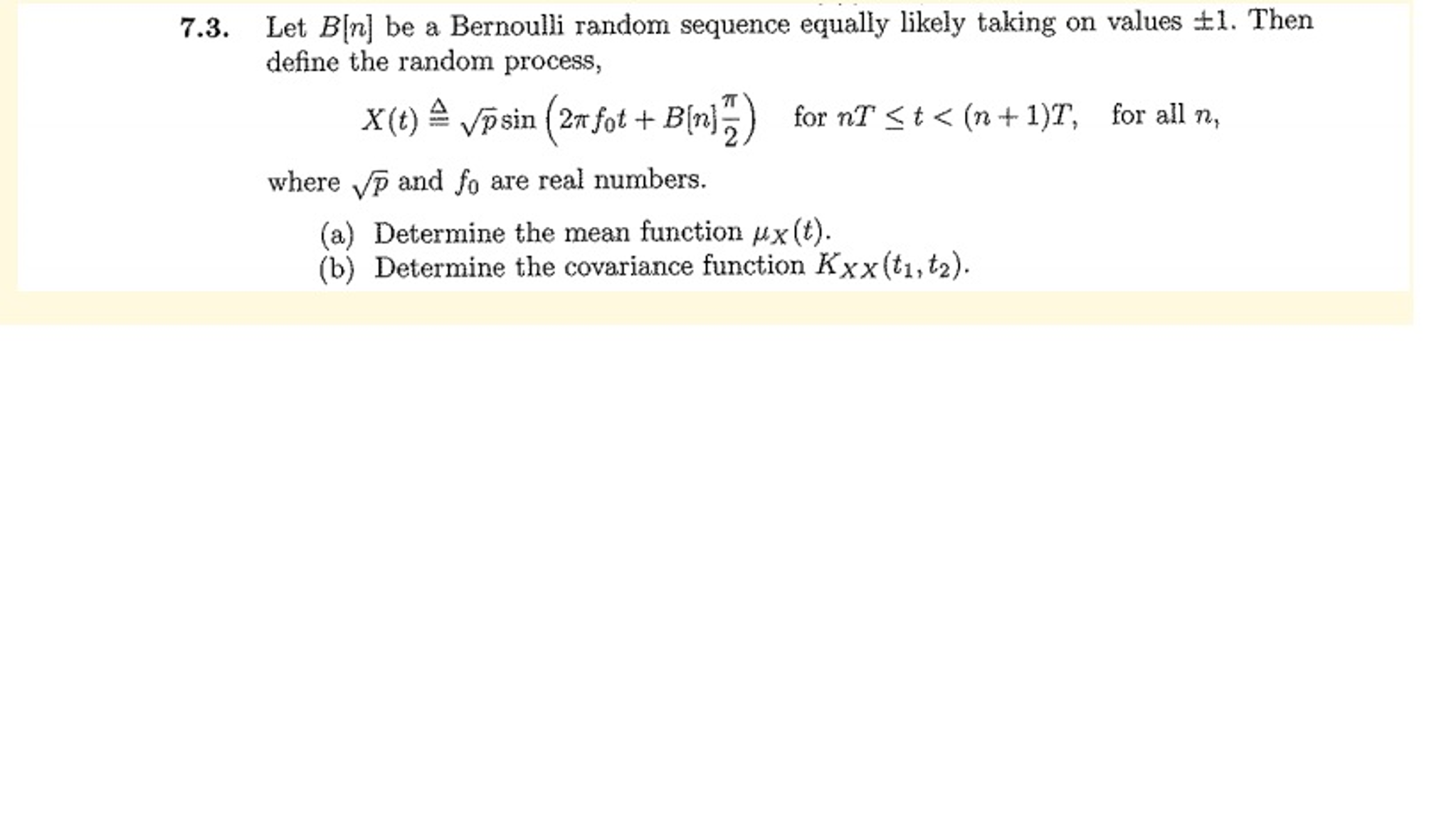 Let B[n] be a Bernoulli random sequence equally | Chegg.com