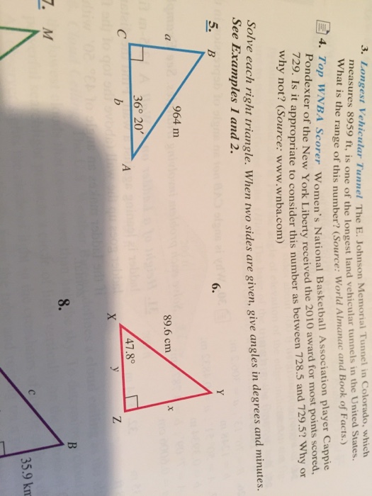 Solved Solve each right triangle. When two sides are given, | Chegg.com