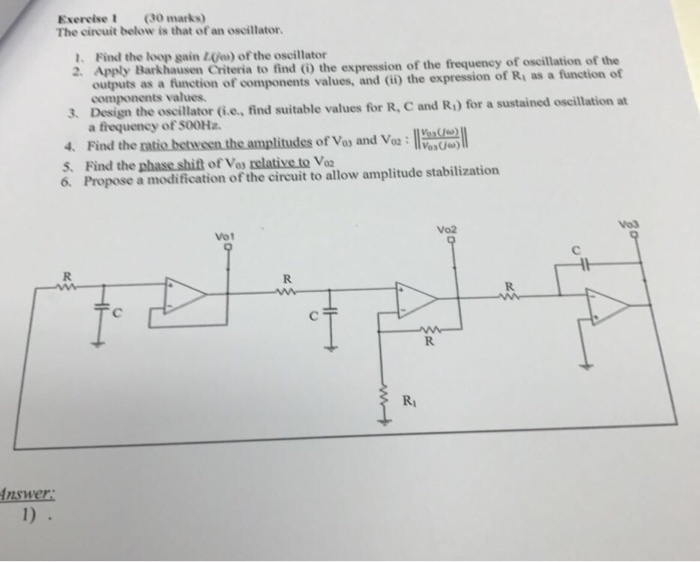 Solved The circuit below is that of an oscillator. Find the | Chegg.com