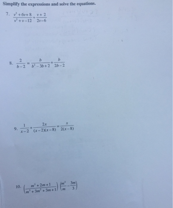 Solved Simplify the expressions and solve the equations. | Chegg.com