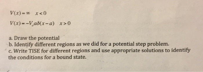 Solved V(x) = infinity x | Chegg.com
