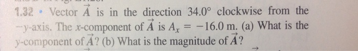 Solved 13 Vector A is in the direction 34.0 degree clockwise | Chegg.com