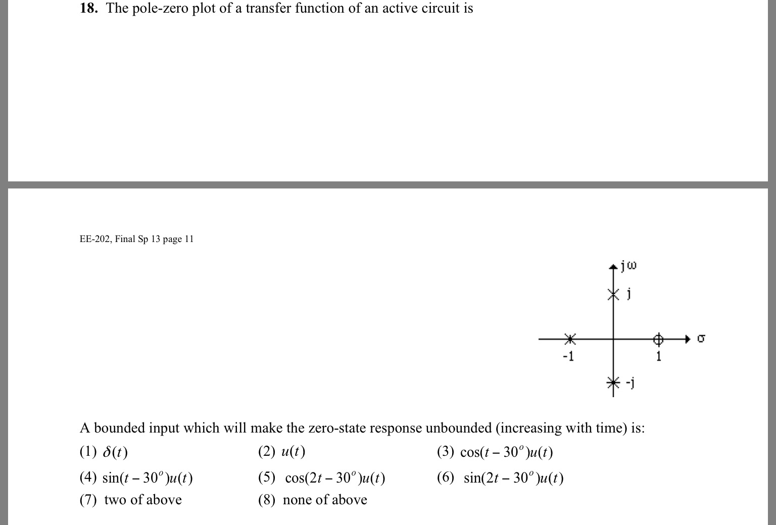 Solved The pole-zero plot of a transfer function of an | Chegg.com