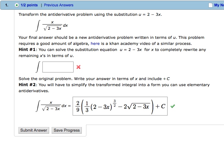 Solved Transform the antiderivative problem using the | Chegg.com