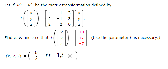 Solved Let f: R3 → R3 be the matrix transformation defined | Chegg.com