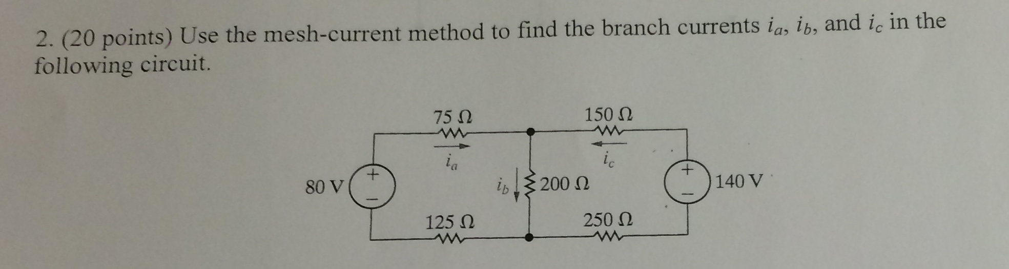 Solved 2. Use the mesh-current method to find the branch | Chegg.com