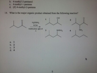 Solved b、 4-methyl-2-pentanol c. 4-methyl-1-pentene d. () | Chegg.com