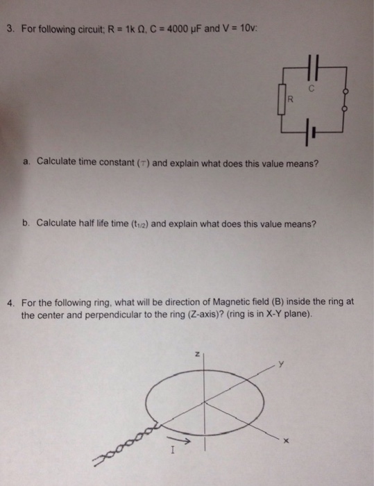 Solved For following circuit; R = 1k 0. C = 4000muF and V = | Chegg.com