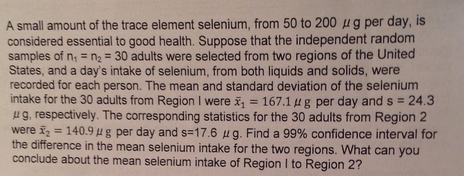 Solved A small amount of the trace element selenium, from 50 | Chegg.com
