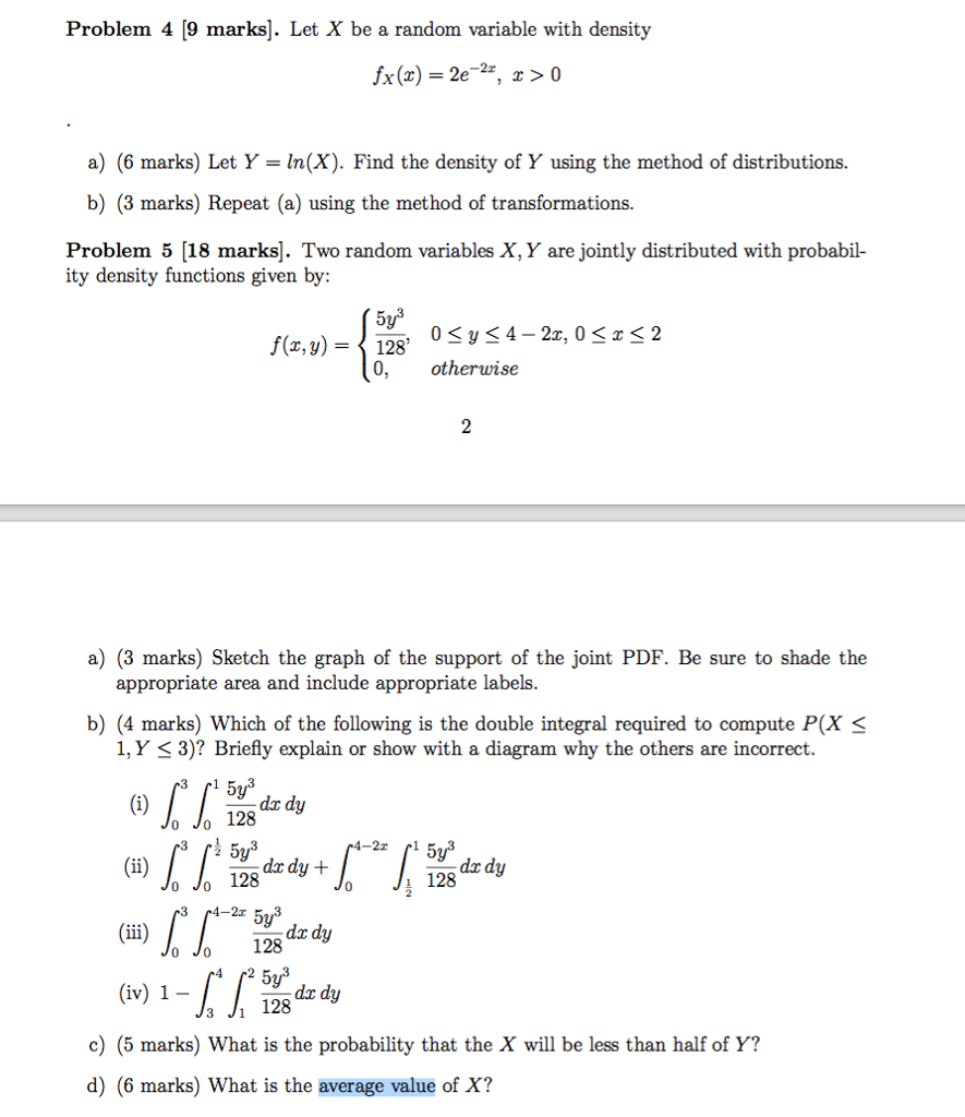 Solved Problem 4 [9 marks]. Let X be a random variable with | Chegg.com
