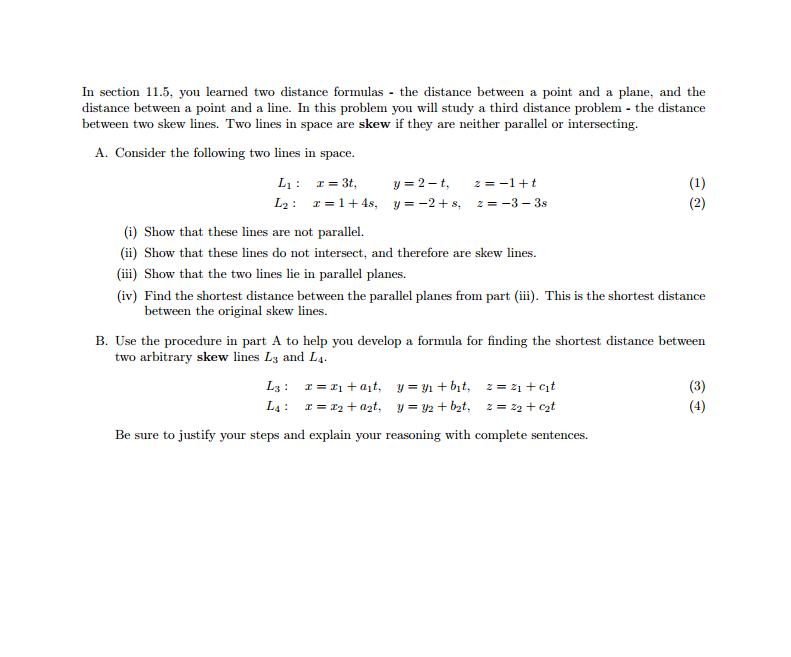 Solved In section 11.5, you learned two distance formulas - | Chegg.com