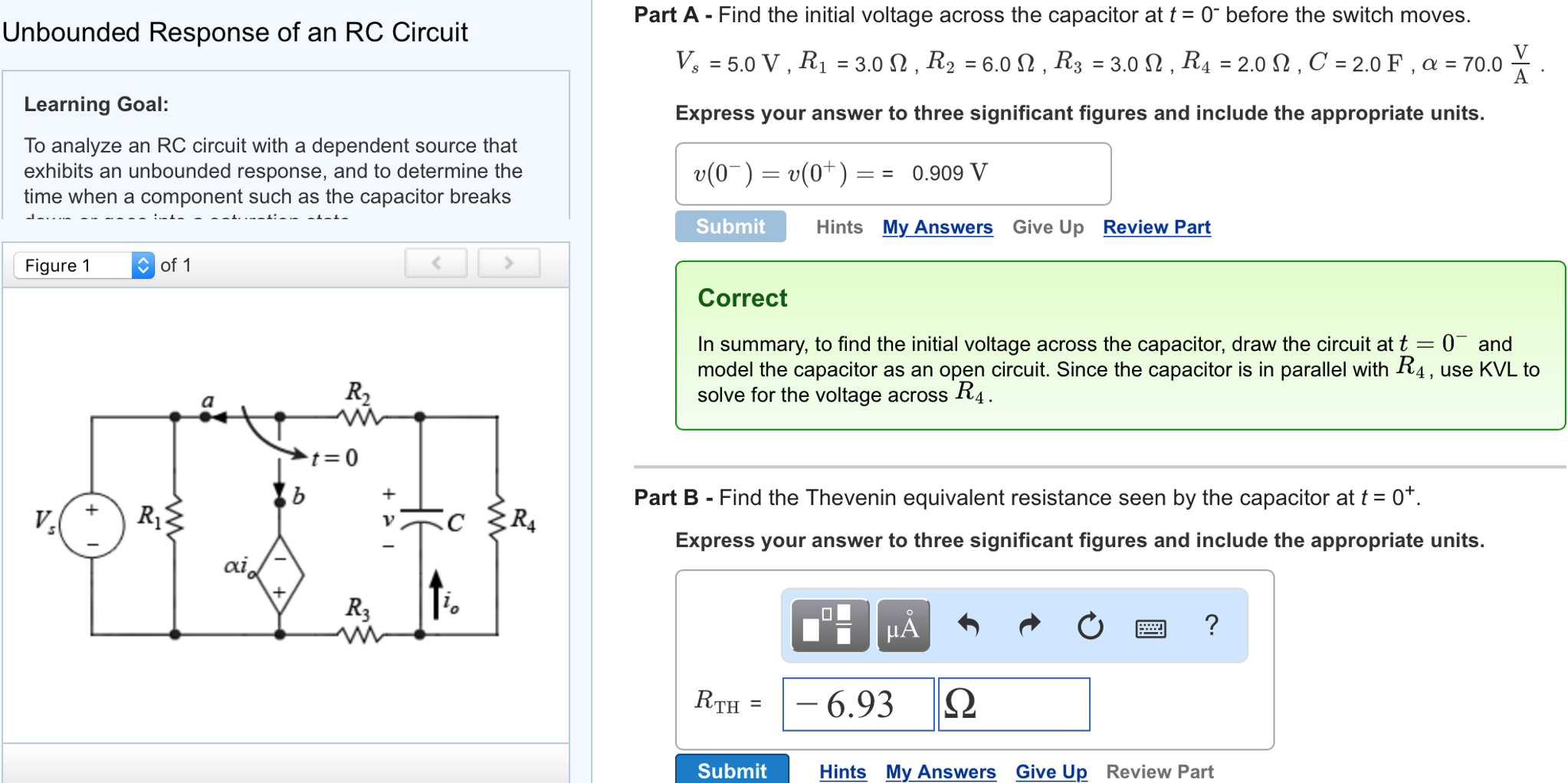 Solved To analyze an RC circuit with a dependent source that | Chegg.com