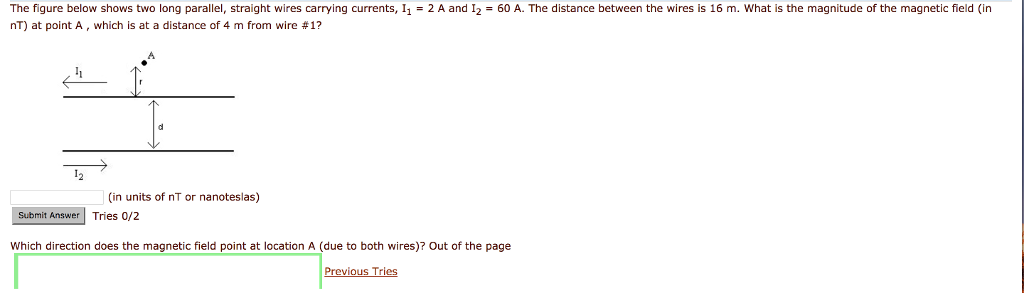 Solved The figure below shows two long parallel, straight | Chegg.com