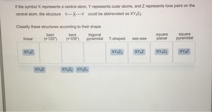 Solved If the symbol X represents a central atom, Y | Chegg.com