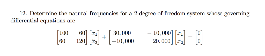 Solved Determine The Mode Shape Vectors For The System Of
