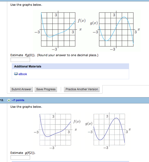 Solved Use the graphs below. Estimate f((g(0)). (Round your | Chegg.com