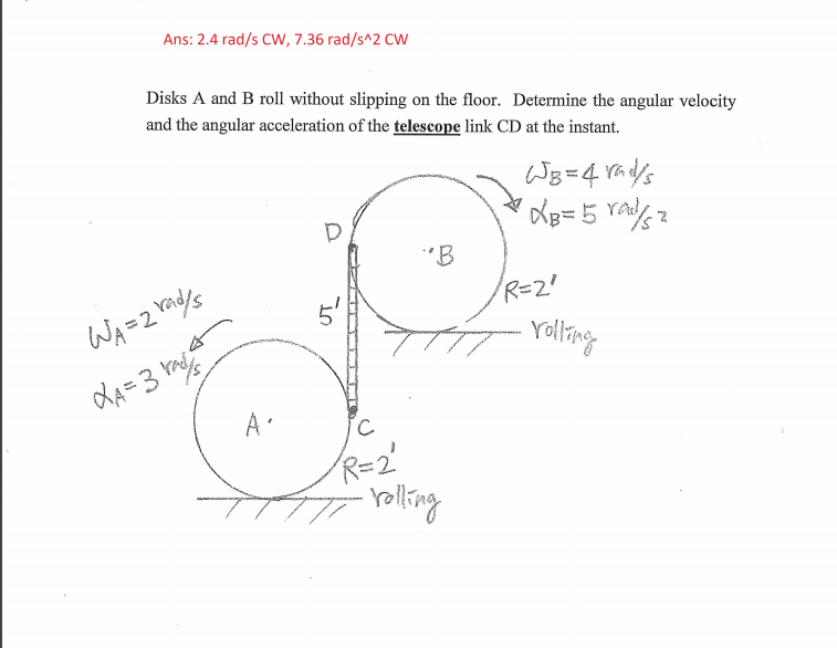 Solved Disks A and B roll without slipping on the floor. | Chegg.com
