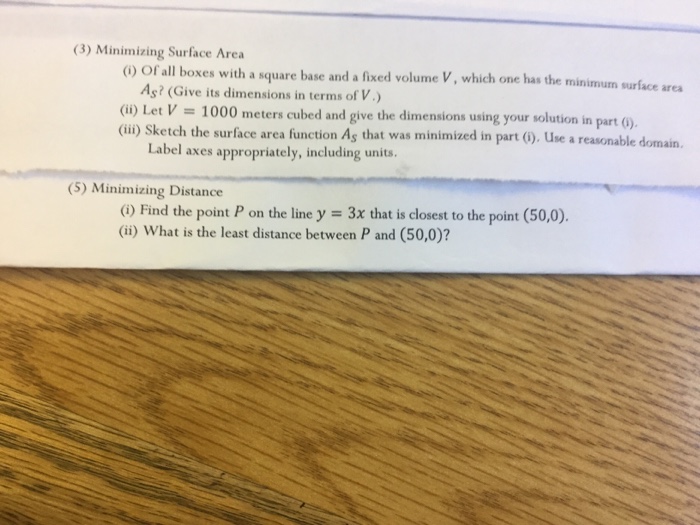Solved Minimizing Surface Area (i) of all boxes with a | Chegg.com